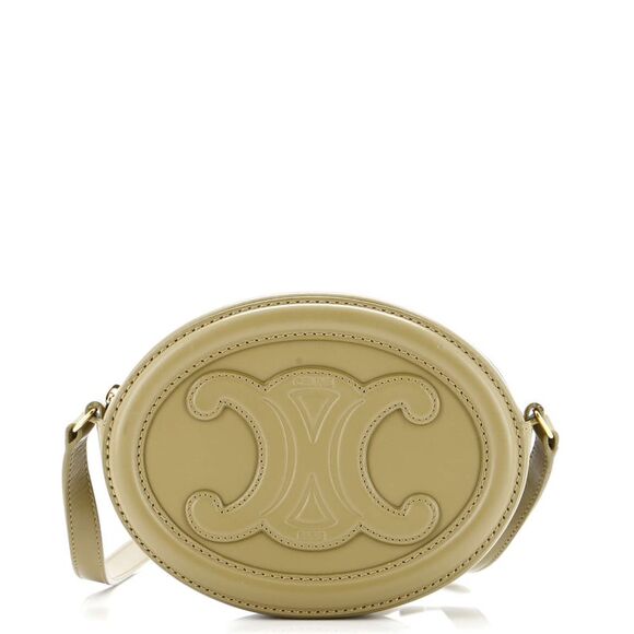 Celine | Bags | Celine Triomphe Oval Crossbody Bag Leather Mini Green ...